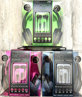 Headphones & Earbuds Sentry Two Pack Folding In-Line Mic New Blue ...