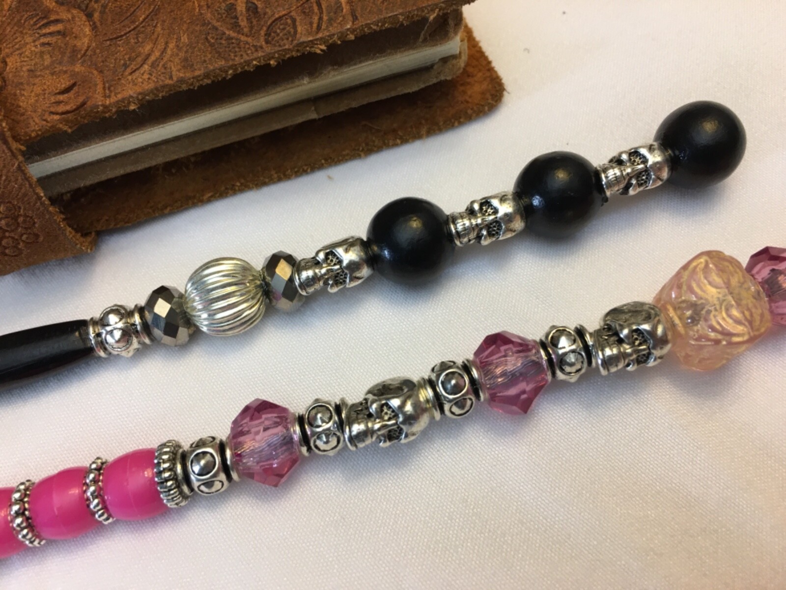 Bug's Homemade Beaded Designer Roach Clips 6” Set w/skulls pink/black ...
