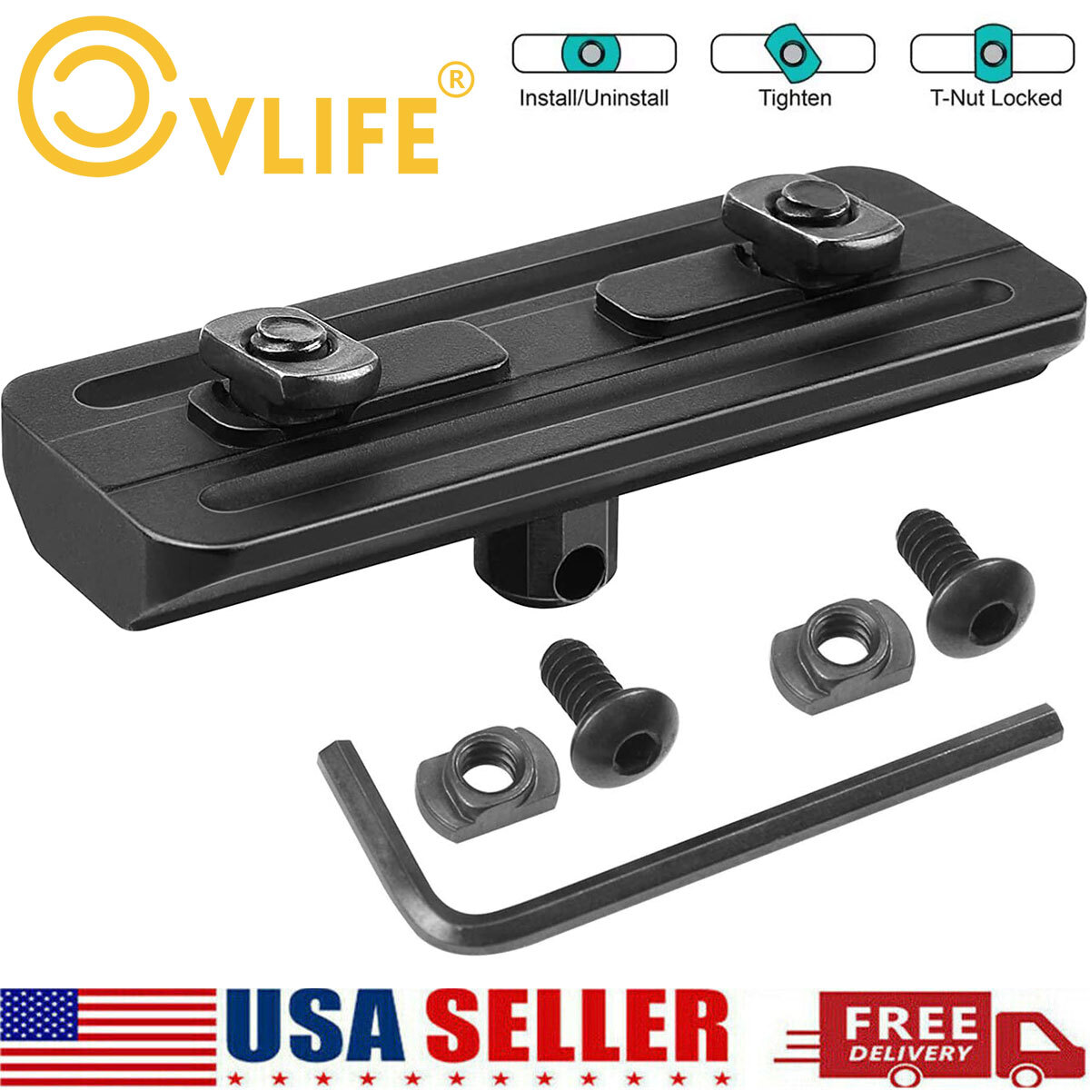 Tactical M-LOK Rifle Bipod Adapter Aluminum Sling Stud Mount Rail ...