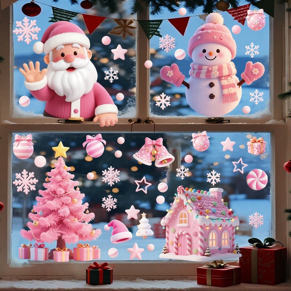 Christmas Santa Decals 20x30cm Size Easy To Apply Festive Window ...