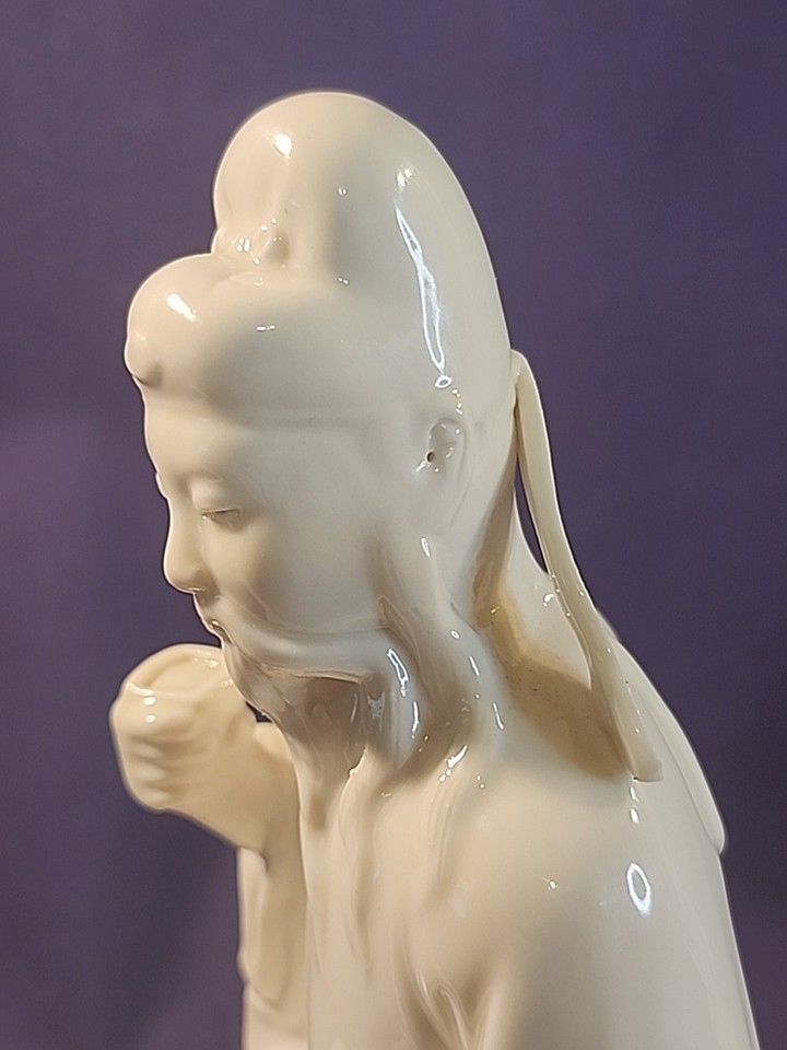 9.5" Chinese Old Dynasty White Dehua Porcelain Poet Li Bai Statue ...