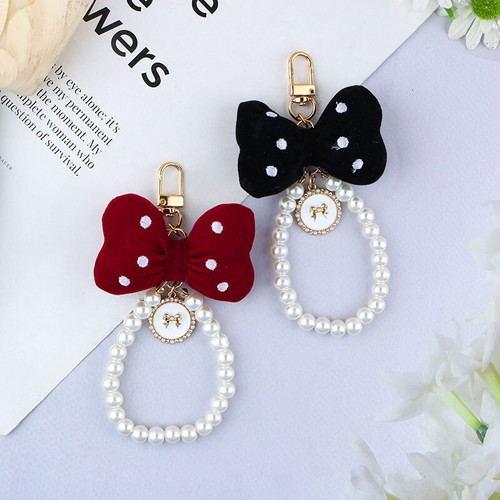 Fashion Bow Pearl Keychain Car Key Ring Bag Charm Sweet Versatile ...