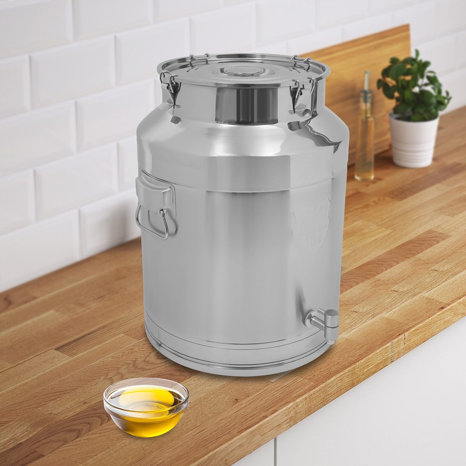 64L Stainless Steel Oil Liquid Drum Dispenser Milk Container With ...