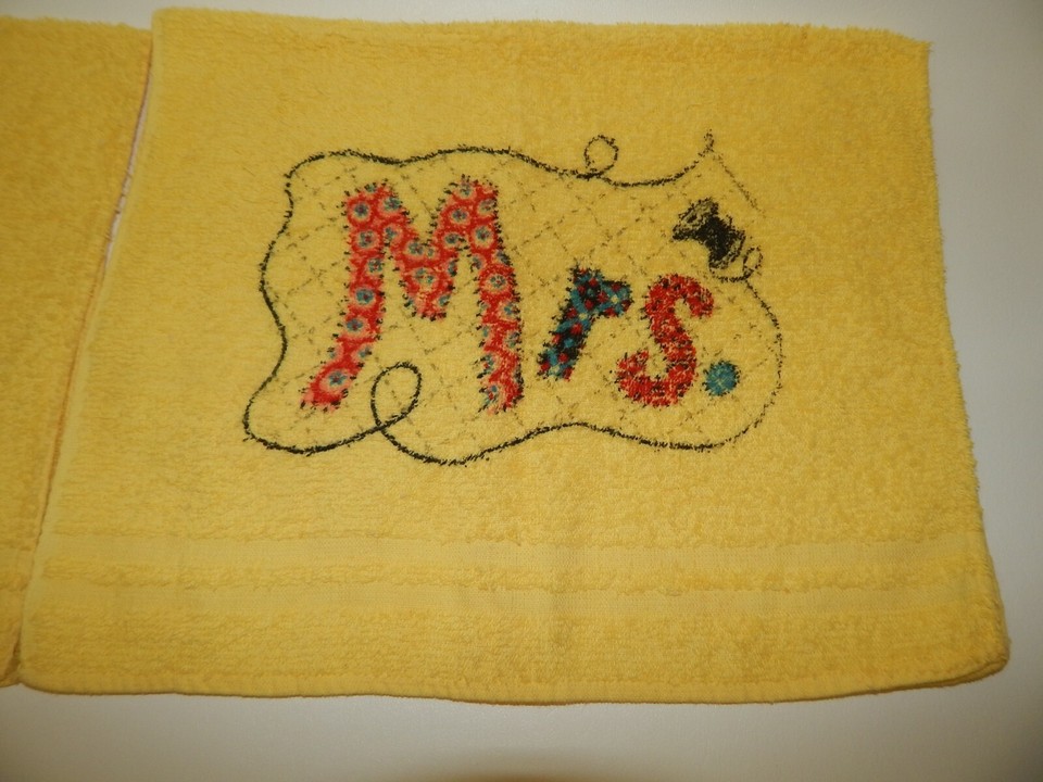 Vintage Mr. & Mrs. Yellow Hand Towels | eBay