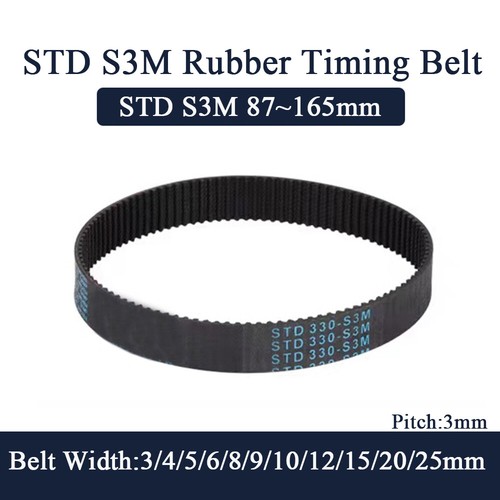 STD S3M Timing Belt Arc Teeth Pitch 3mm Width 3~25mm Rubber Drive Belt ...