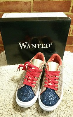 WANTED Brand Fashion Sneakers Womens TROPHY Multi color Glitterr sz 7m ...