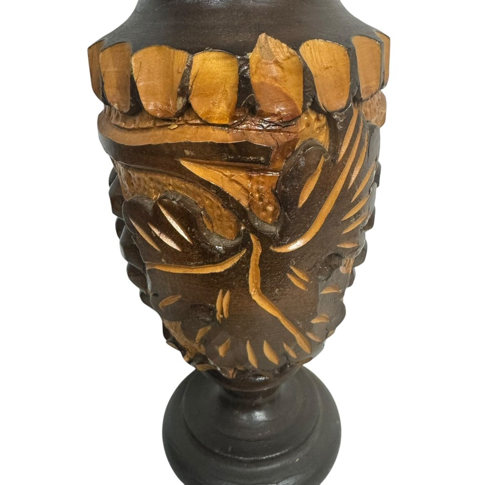 Wooden Handcrafted Hand Carved Vase Grapes, Leaves, Flower - Beautiful ...