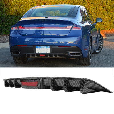 Carbon Style Rear Diffuser Bumper Spoiler Lip w/Tail Brake Light For ...