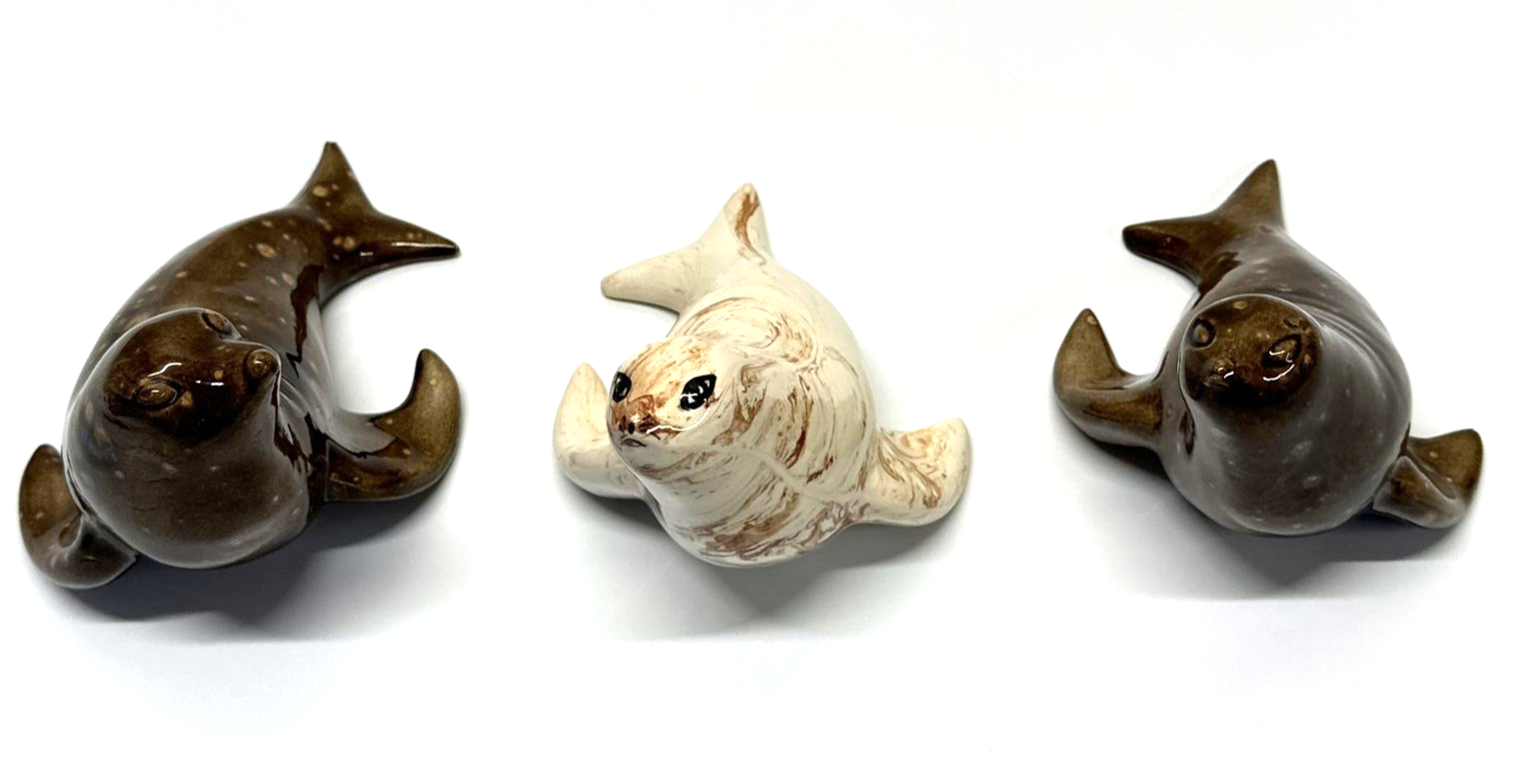 Rare lot of 3 Sitka Clay Alaska Ceramic Beautifully Glazed Seal ...