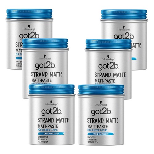 6x 100ml Schwarzkopf got2b Strandmatte Matt-Paste Surfer Look für ...