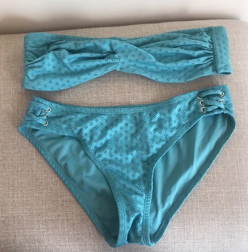 Time And Tru Two Piece Bandeau Bathing Suit Teal Womens 8-10 | eBay