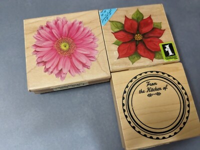 Inkadinkado Stamps (3) Gerber Daisy Poinsettia From The Kitchen Of NEW ...
