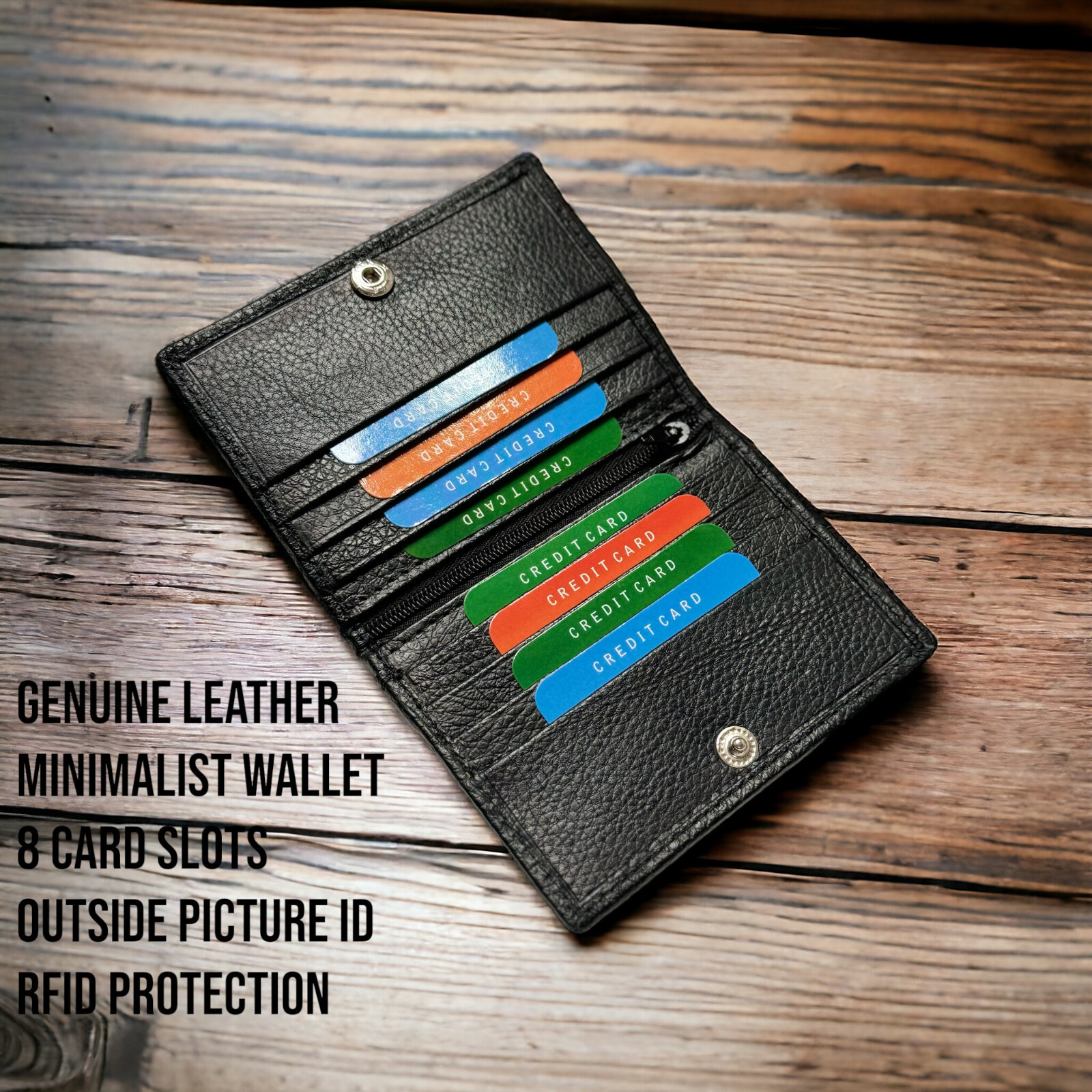 Slim Thin Mens Genuine Leather Bifold ID Window Wallet Credit Card ...