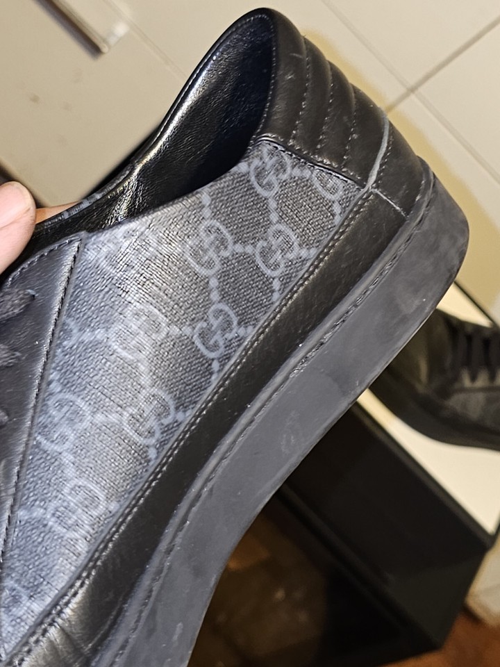 Gucci Shoes Men. Gg Supreme Common Black Leather Low Top Sneakers ...