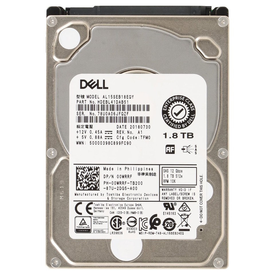 Dell SAS Festplatte 1,8TB 10k SAS 12G 2,5" - 0WRRF AL15SEB18EQY | eBay.de