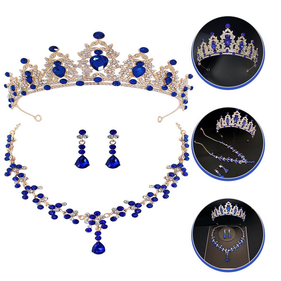 Bridal Jewelry Set for Wedding Princess Necklace Girls Queen's Crown ...
