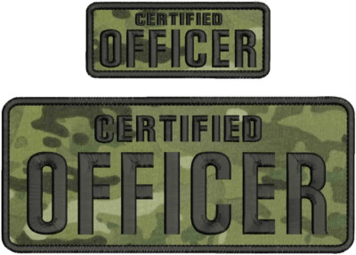 CERTIFIED/OFFICER Embroidery Patch 4x10 & 2x5 Hook On Back Black on ...