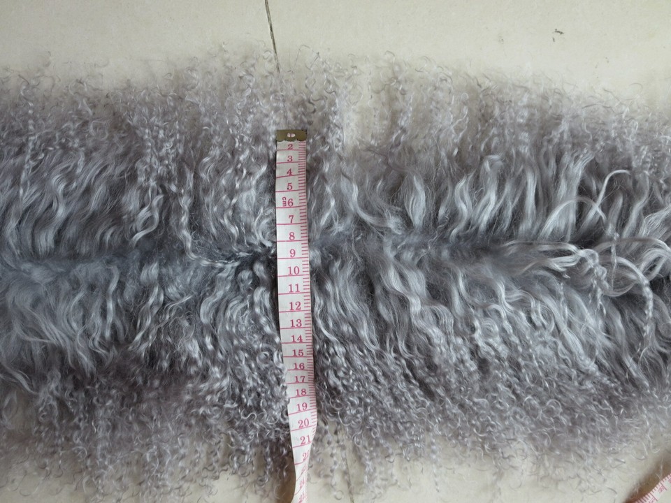 Real Mongolian Lamb Fur Scarf Curl Shawl Wraps Winter Warm Soft Black ...