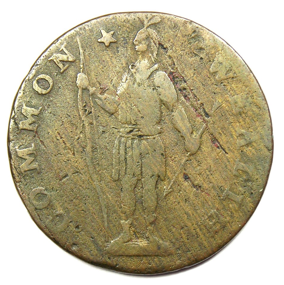 1788 Massachusetts Cent Colonial Copper Coin 1C - Rare Early Colonial ...