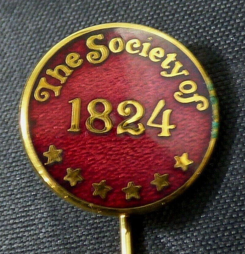 Ben Silver Stick Pin Society of 1824 Charleston SC Gold Tone Red Enamel ...