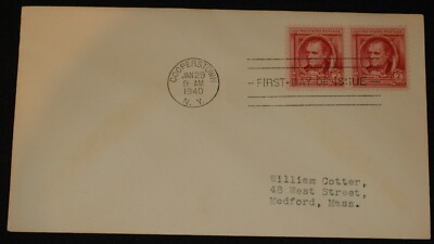 1940 FDC COOPERSTOWN FIRST DAY OF ISSUE COVER FAMOUS AMERICANS #860 ...