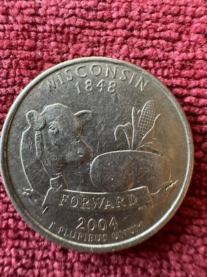2004-P Wisconsin High Leaf Error Quarter Dollar Coin- Circulated ...