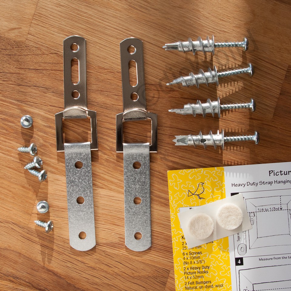 Heavy Duty Mirror Hanging Kit Secure Large Picture Frames Hooks Hangers ...