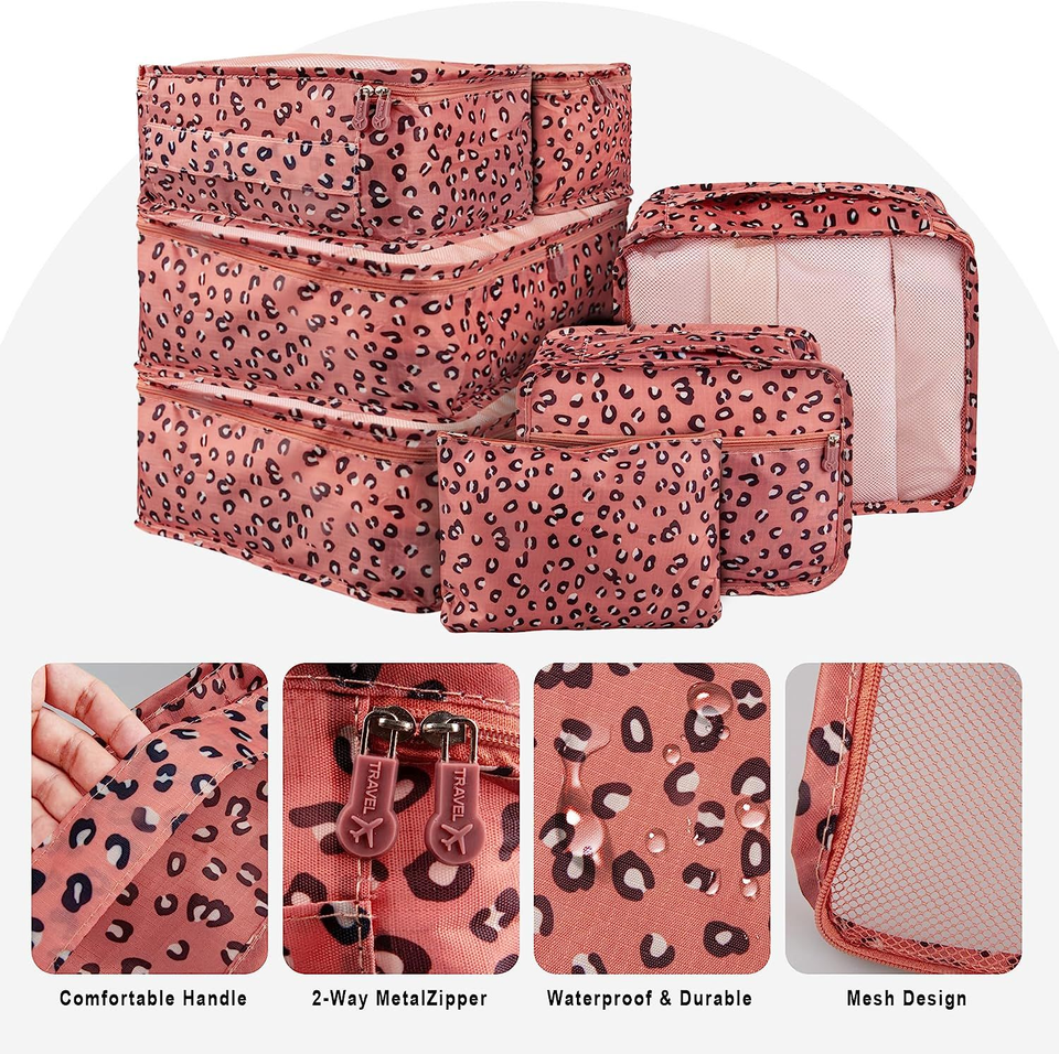 Vercord 7 Set Travel Packing Organizers Cubes Luggage One_Size, -Pink ...