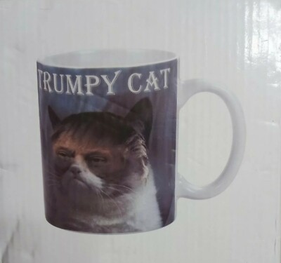 🌹New Krazy Mug Trumpy Cat Funny Coffee Cup Grumpy Kitty Novelty Size 12 ...