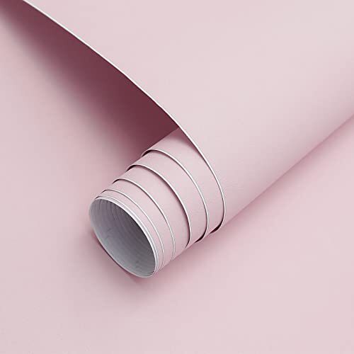 394"x15.7" Light Pink Wallpaper Solid Matte Textured Wallpaper Peel And ...