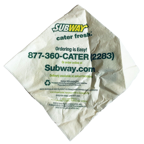 Fast Food Napkin 2012 Subway Sandwich Subs Caters Restaurant Collectors ...