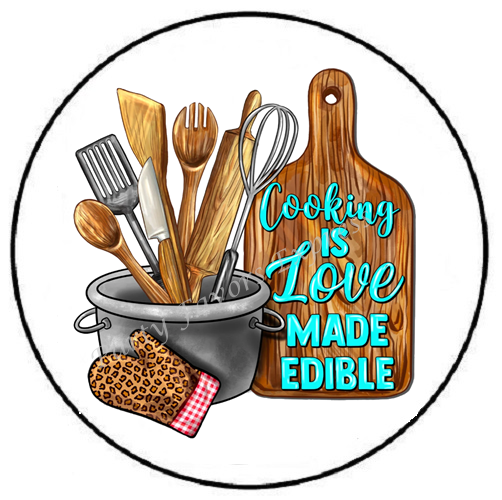 COOKING IS LOVE MADE EDIBLE ENVELOPE SEALS LABELS STICKERS PARTY FAVORS ...