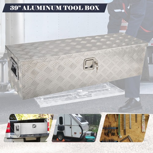 39"X13"X10" CHROME ALUMINUM PICKUP TRUCK TRUNK BED TOOL BOX TRAILER ...