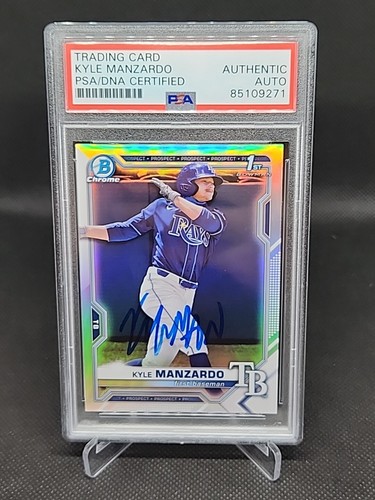 2021 Bowman Draft Chrome Refractor Kyle Manzardo Signed PSA/DNA Auto ...