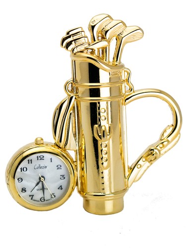 COLLEZIO: GOLD FINISH GOLFBAG STYLE NOVALTY MINI CLOCK | eBay