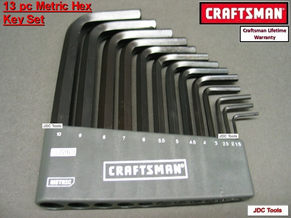 CRAFTSMAN 26 pc SAE METRIC MM Allen Hex Key wrench set w 3/8 and 10mm ...