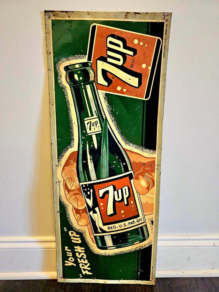 Vintage 7 Up Metal Sign 7UP Soda Sign Pop Advertising Sign. | eBay