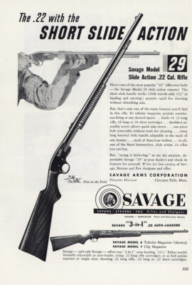 1951 Savage Arms: 22 With Short Slide Action Vintage Print Ad | eBay