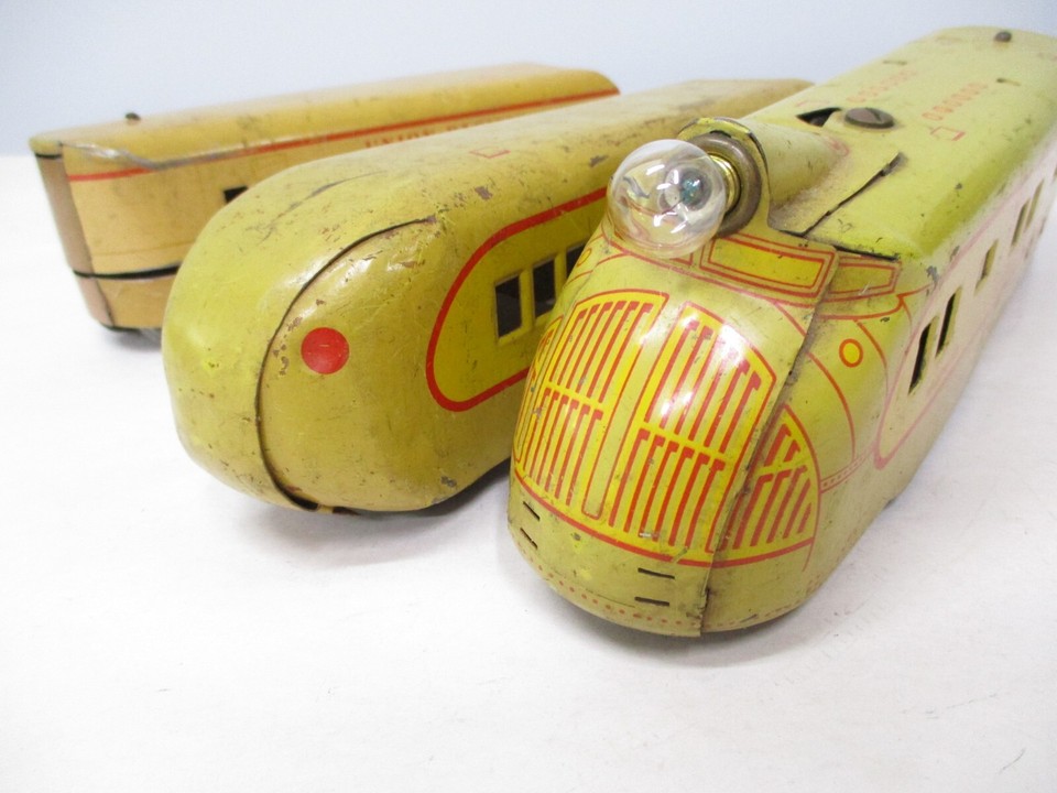 Marx M10000 UP Streamliner Litho Yellow, Tan 3 Pcs Early Elec O gauge ...