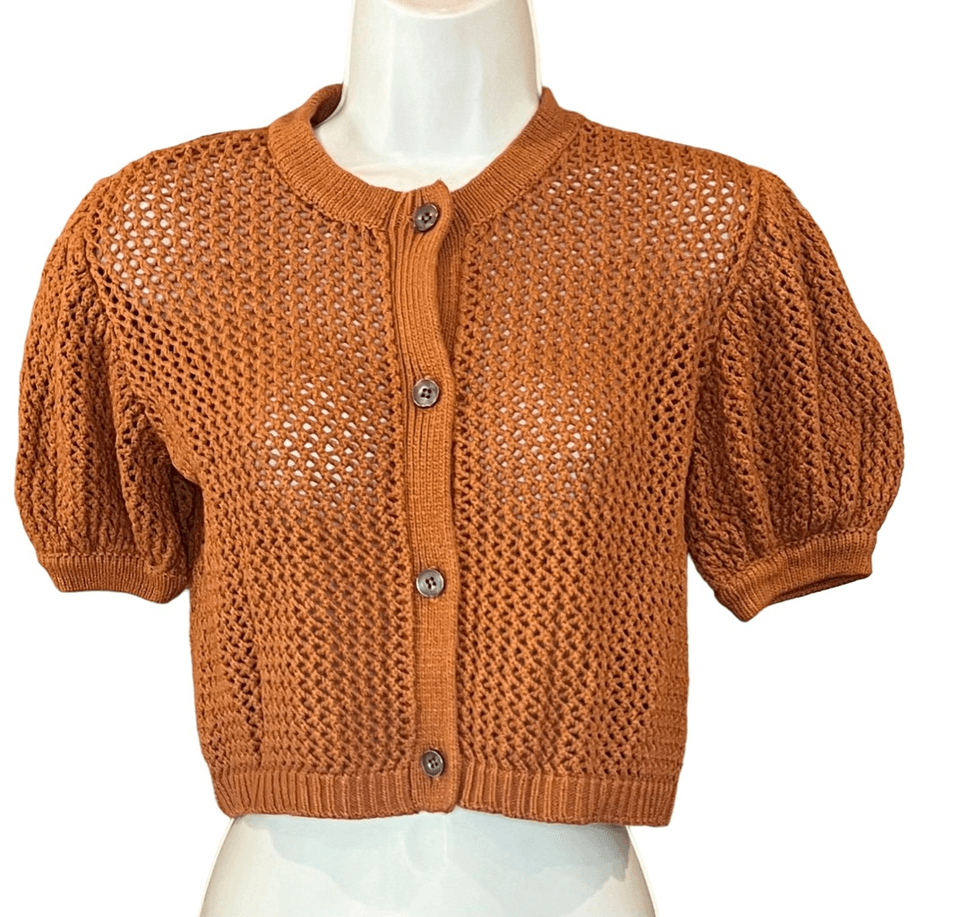 Toccin Cotton Crochet Crop Cardigan in Ginger NWT Size XS | eBay