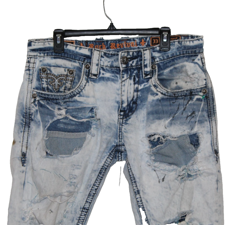 rock revival rupert straight jeans 33 tag 36x31 measured acid wash | eBay