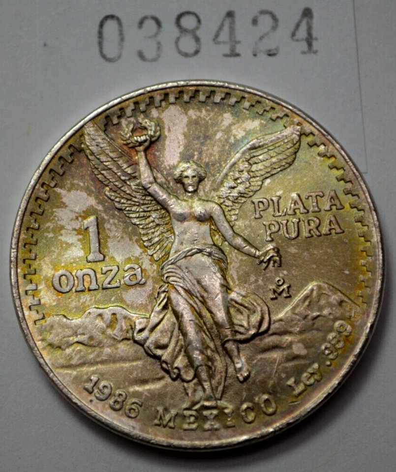 1986 UNC 1 Oz 999 SILVER MEXICO Libertad Pura Plata Coin with Nat ...