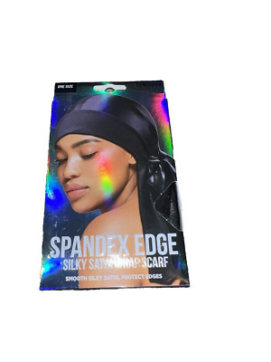 NEW DONNA Spandex Edge Silky Satin Wrap Scarf One Size Black | eBay