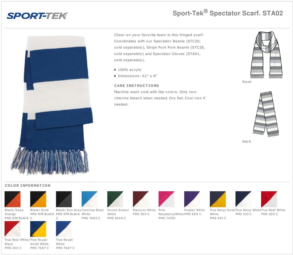 Sport-Tek Spectator Scarf School Team Colors Striped STA02 | eBay