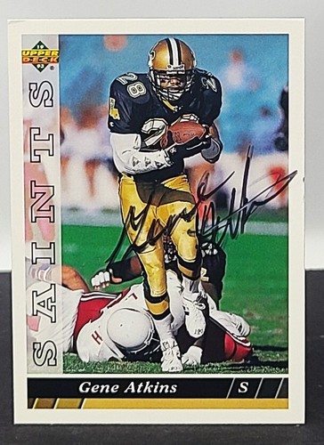 GENE ATKINS Signed 1993 Upper Deck Football Card #409 New Orleans ...