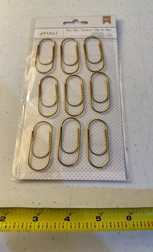 American Crafts AMC Gold Paper Clips Set 9 Large Decorative Office ...