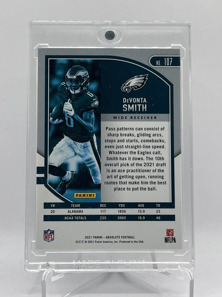 2021 Absolute Football DeVonta Smith Rookie Card #107 Philadelphia ...
