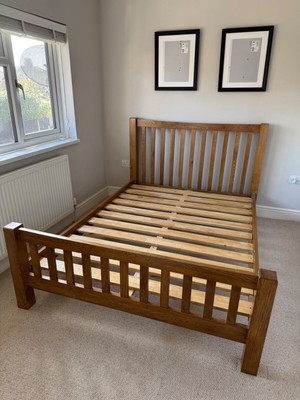 Rustic solid oak double bed frame | eBay UK