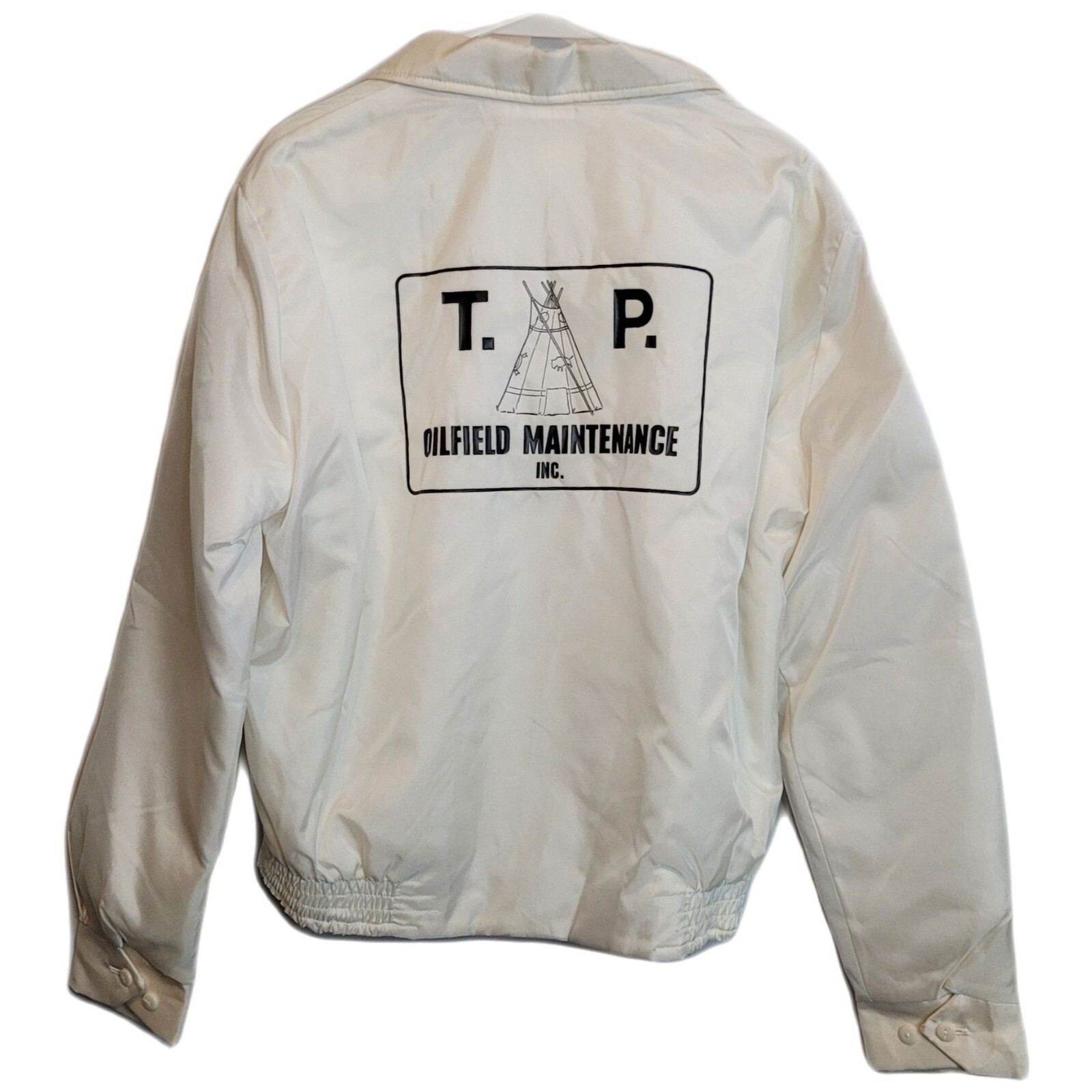Vintage Satin Jacket White TP Oilfield Maintenance White Black Logo ...