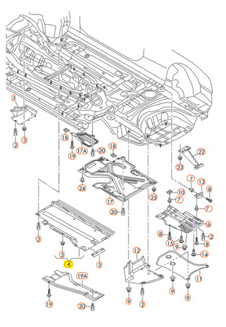 Genuine Audi A4 B8 Saloon Left Near Side Underbody Liner Undertray ...